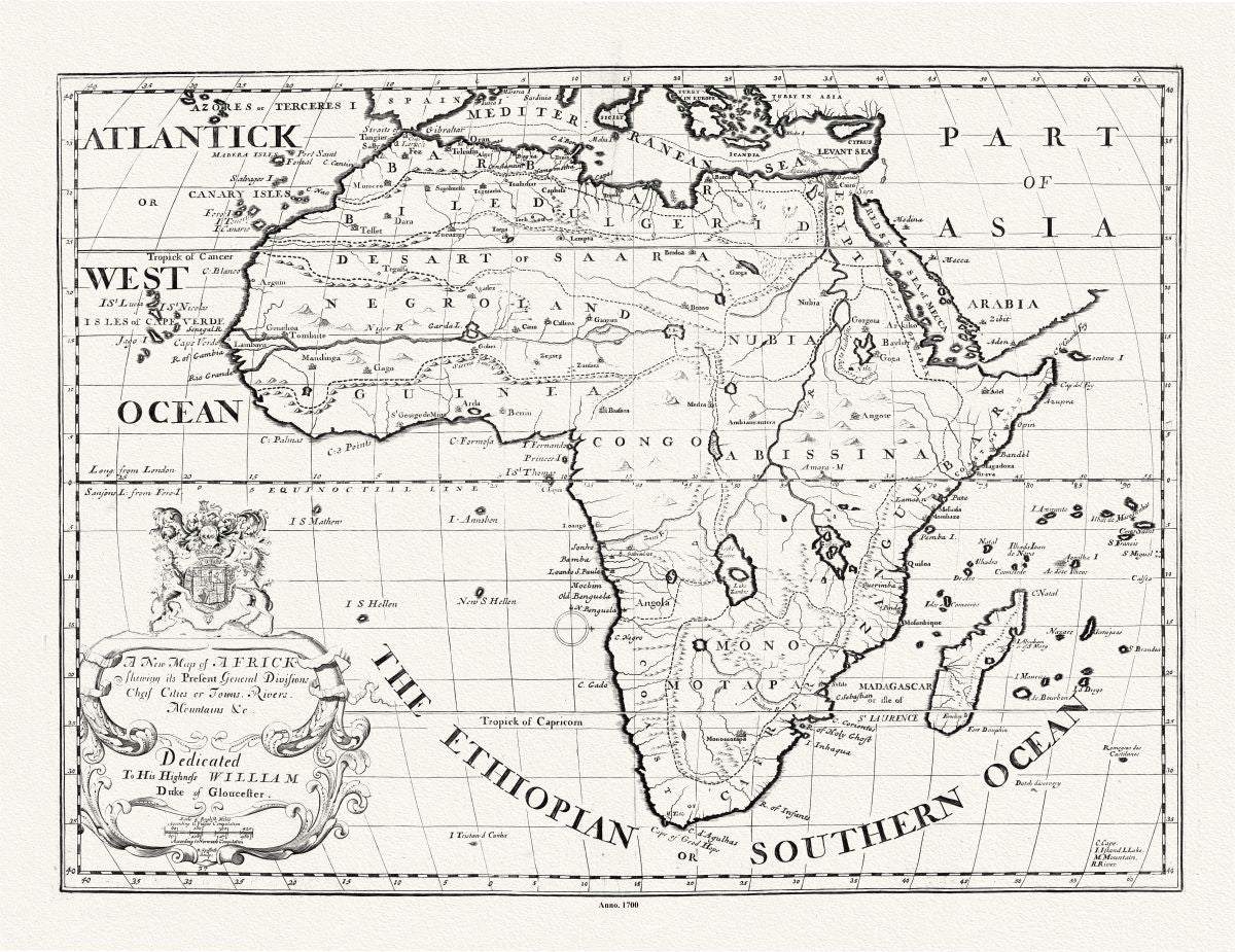 Africa: A New map of Africk, Wells auth., 1700 – The Map Chest